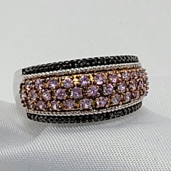 JTV/HSN | Jewelry | Nwt 925 Ring With Pink And Black Stones | Poshmark